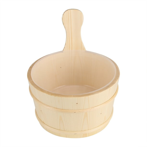Wood Water Bucket,Bathroom Natural Wooden Bucket Wooden Buckets Wooden ...