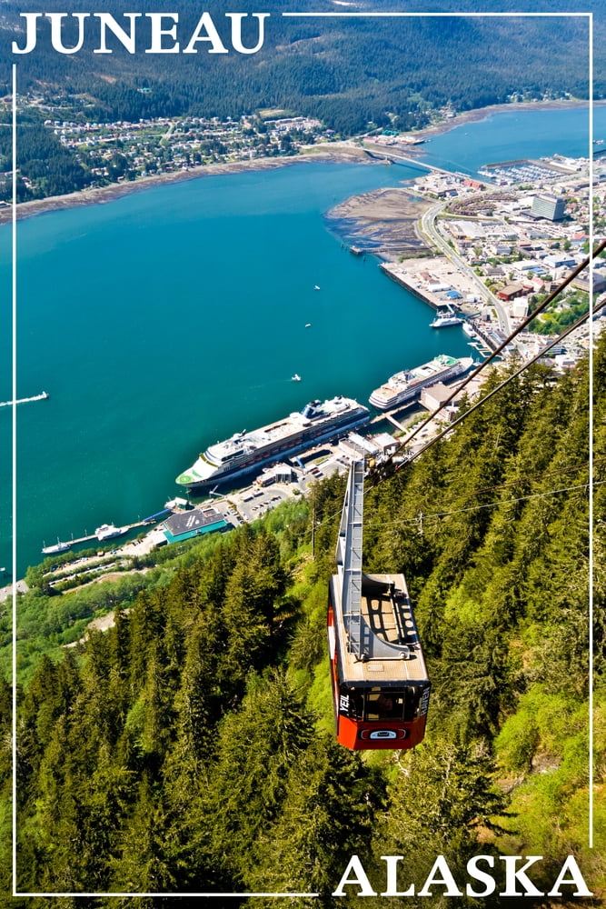 Juneau, Alaska, Aerial View of Town (36x54 Giclee Gallery Art Print ...