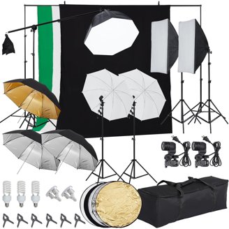 Photography Lighting kit with Backdrops, 8.5ftx10ft Backdrop Stand, 5 ...