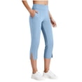 CFLVAEK Capri Leggings for Women with Pockets Solid Color Side Split ...