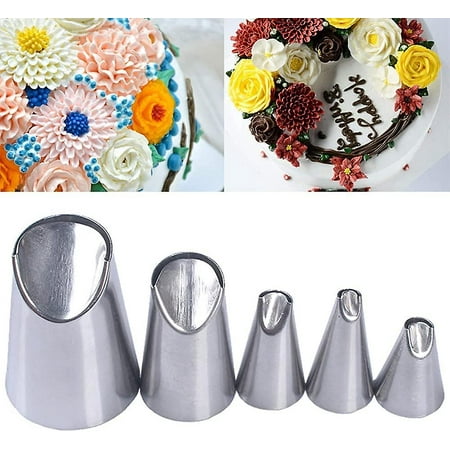 5pcs Rose Flower Piping Tips Set,stainless Steel Chrysanthemum Nozzles ...