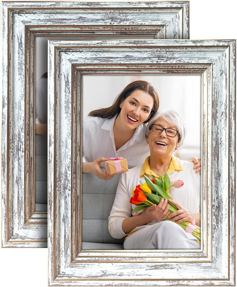 ArtbyHannah 2 Pack 5x7 inch Farmhouse Rustic Picture Frame Sets with ...