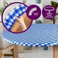 Sorfey Round Picnic Table Cover Checkered Fitted Tablecloth, Blue 42" x ...