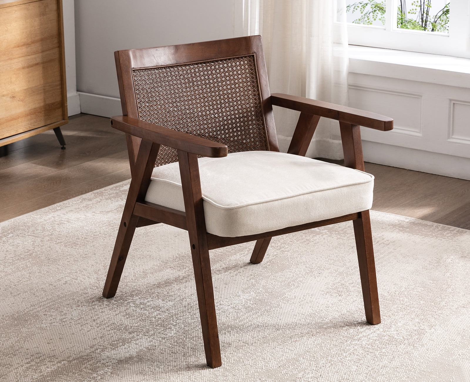 Guyou Modern Rattan Accent Chair, Mid-century French Farmhouse ...