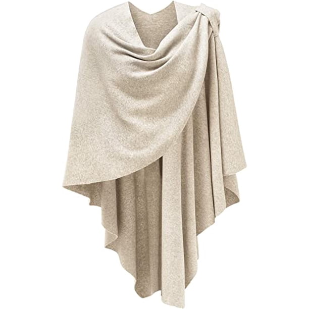 PULI Womens Large Cross Front Poncho Sweater Wrap Topper Knitted ...