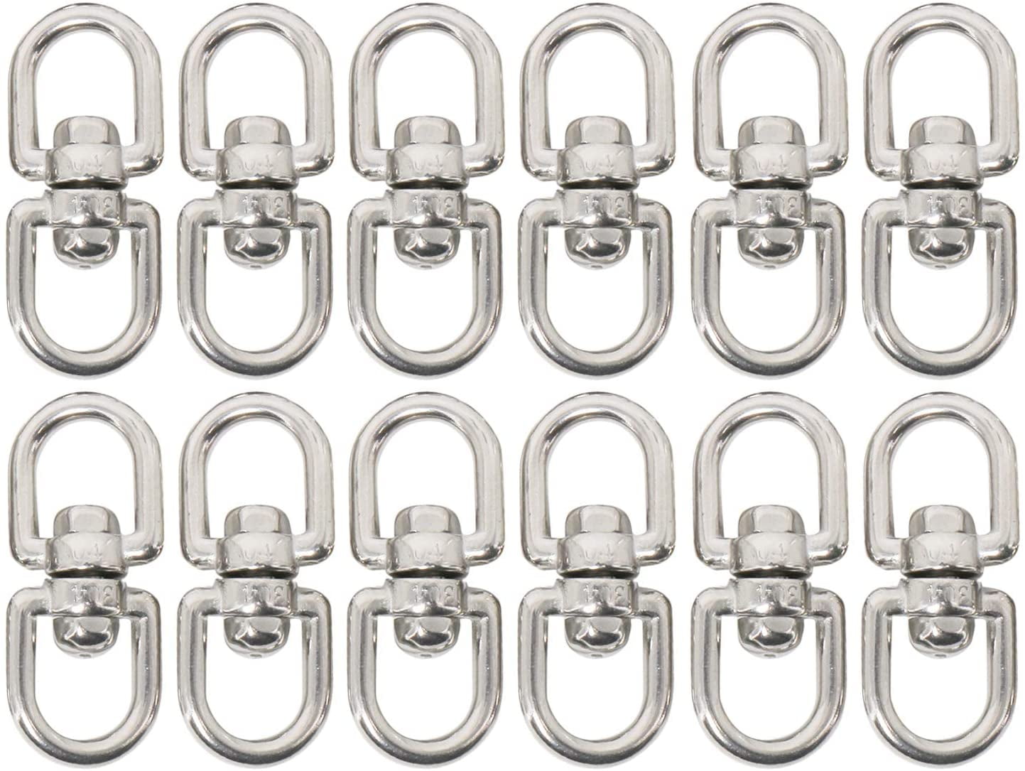12pack M4 Double Ended Swivel Eye Hook 304 Stainless Steel Eye to Eye ...
