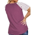 Womens Plus Size Tops Short Sleeve T Shirts Striped Raglan Tee Shirts Causal Summer Tunics