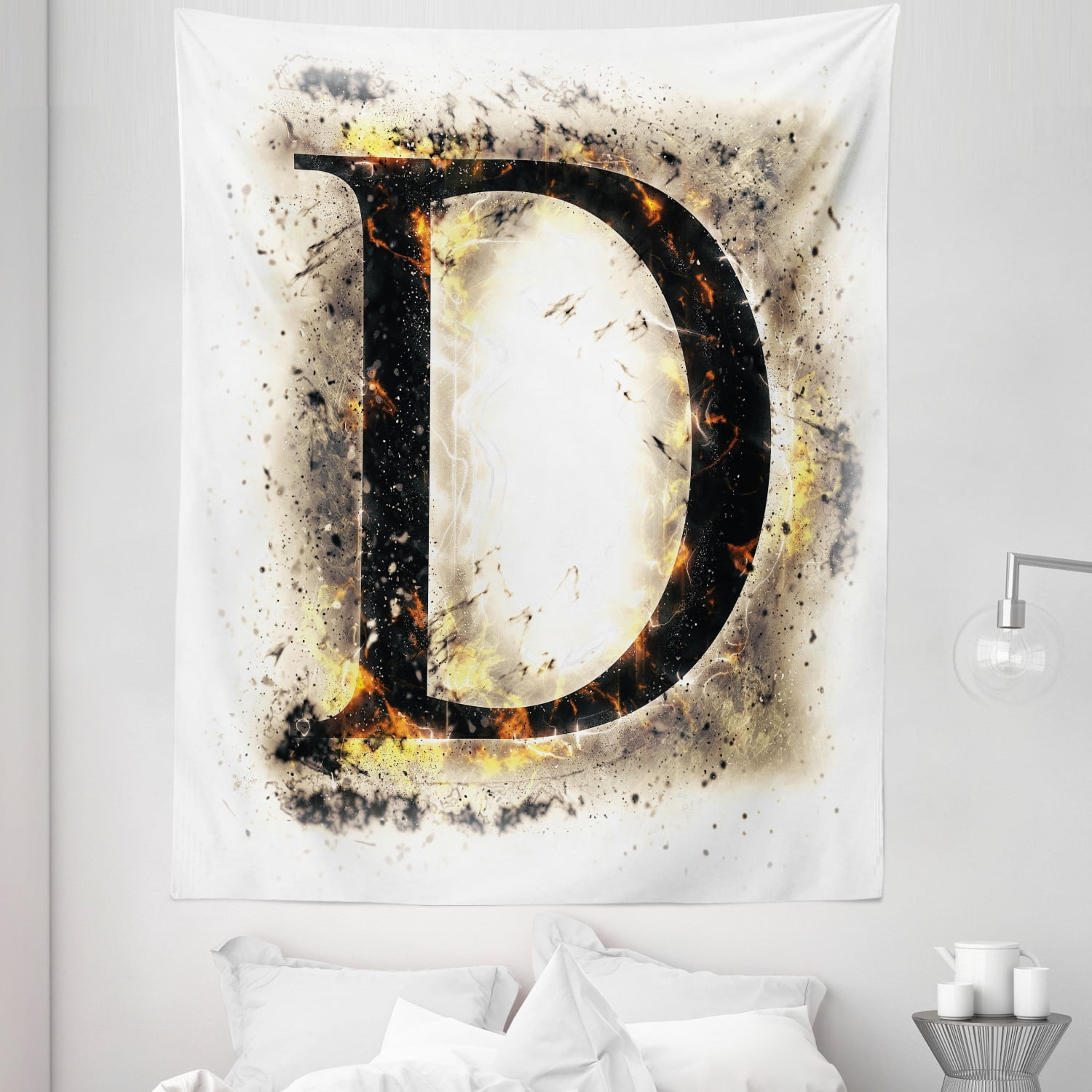 Letter D Tapestry, Evil Blazing Uppercase D in Big Fonts Heat ...