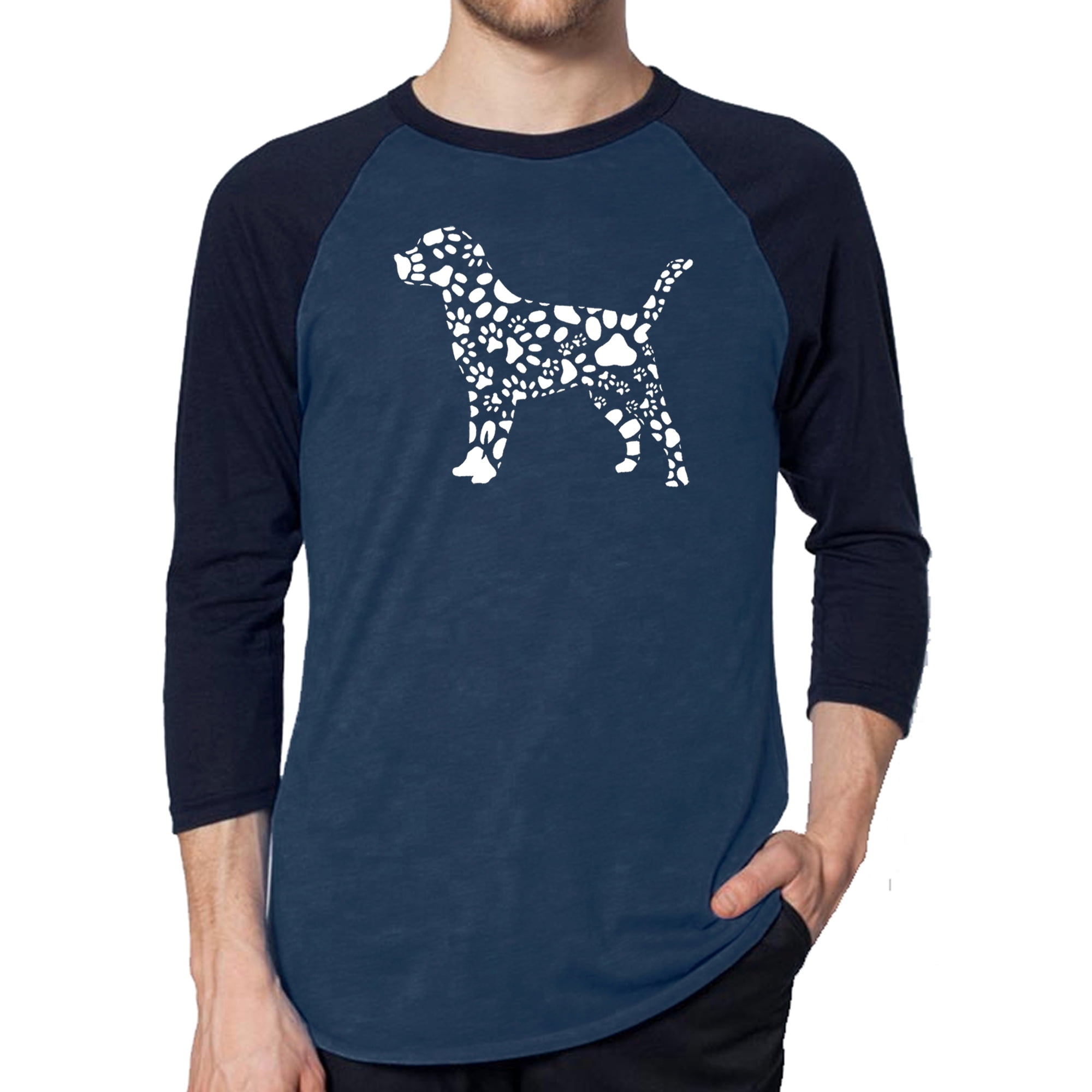 Men's Raglan Baseball Word Art T-shirt - Dog Paw Prints - Walmart.com