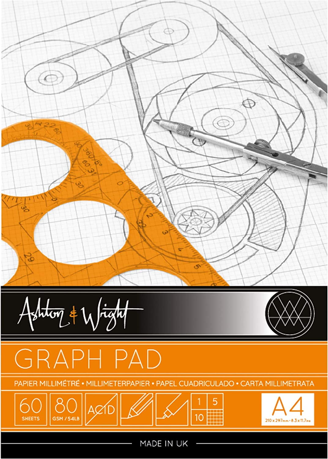 Ashton and Wright - Grid Graph Pad - 80gsm Paper - 8.2" x 11.6" - 60 Sheets - Walmart.com