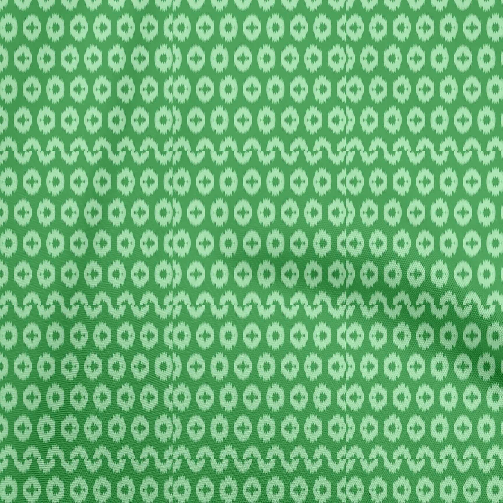 oneOone Cotton Flex Green Fabric Asian Ikat Sewing Material Print ...