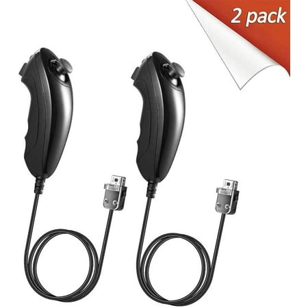 2 Pack Wii Nunchuck Controllers, kiwitatá Nunchuk Replacement Video ...