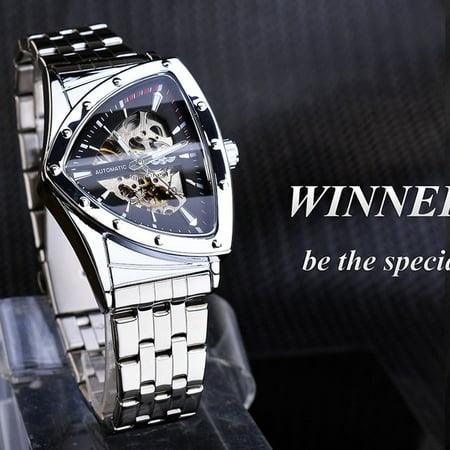 Triangle Skeleton Automatic Watch Stainless Steel Men Business Casual ...