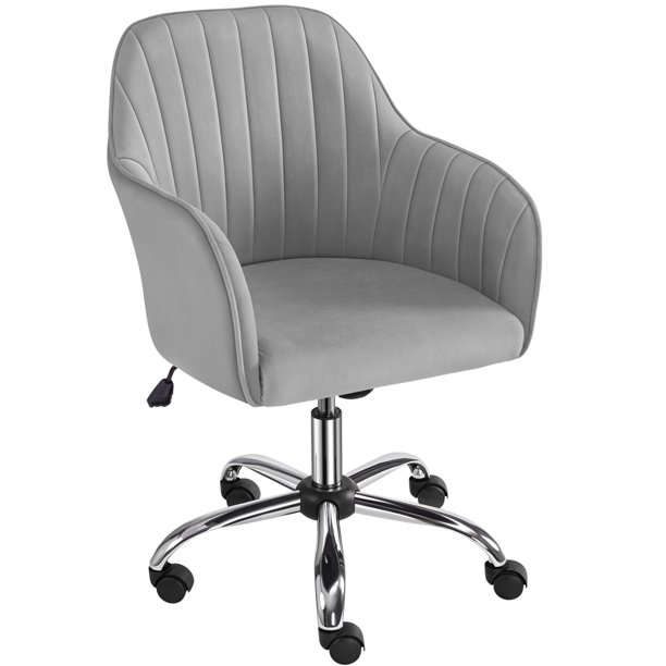 Yaheetech Modern Velvet Height-Adjustable Task Chairs with Armrests ...