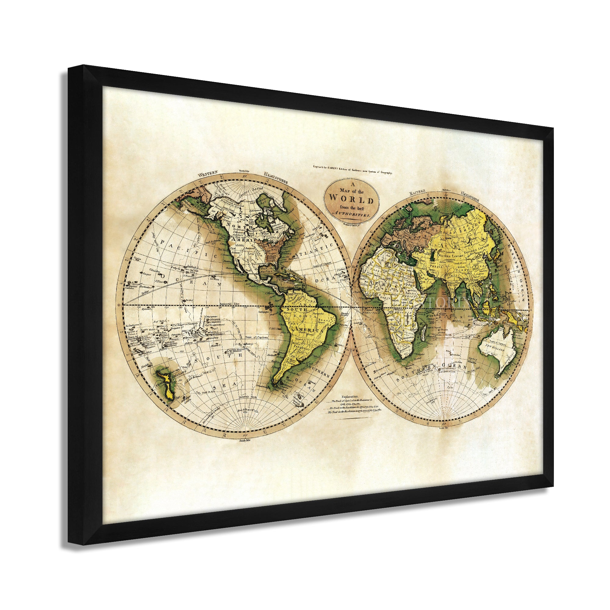 1795 World Map Poster - Framed Vintage World Map Wall Art - History Map ...