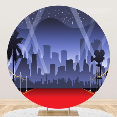 7x7ft Red Carpet Round Backdrop Movie Night Stage Lighting Photography ...
