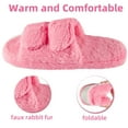 Somdot Women's Fuzzy Slippers Plush Velcro Open Toe Slides Cozy Thick ...
