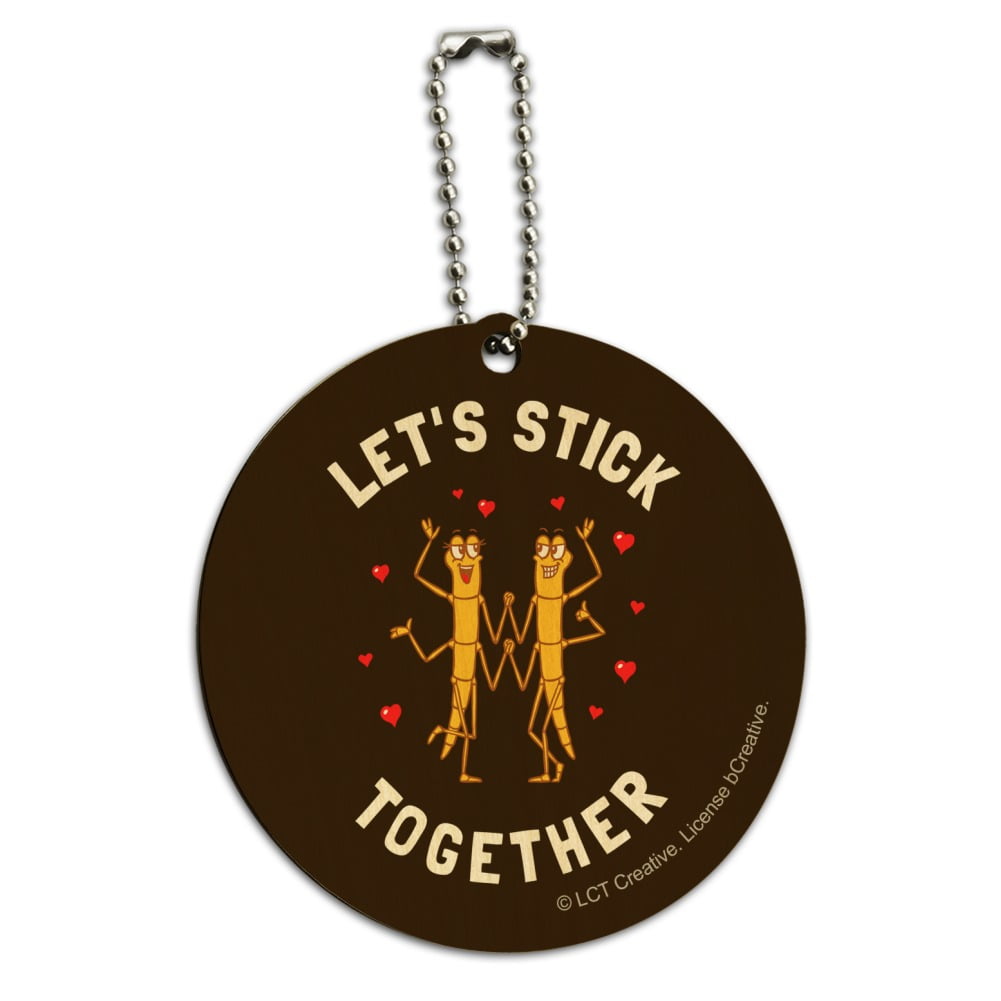 Let's Stick Together Walking Bugs Love Funny Humor Round Wood Luggage ...