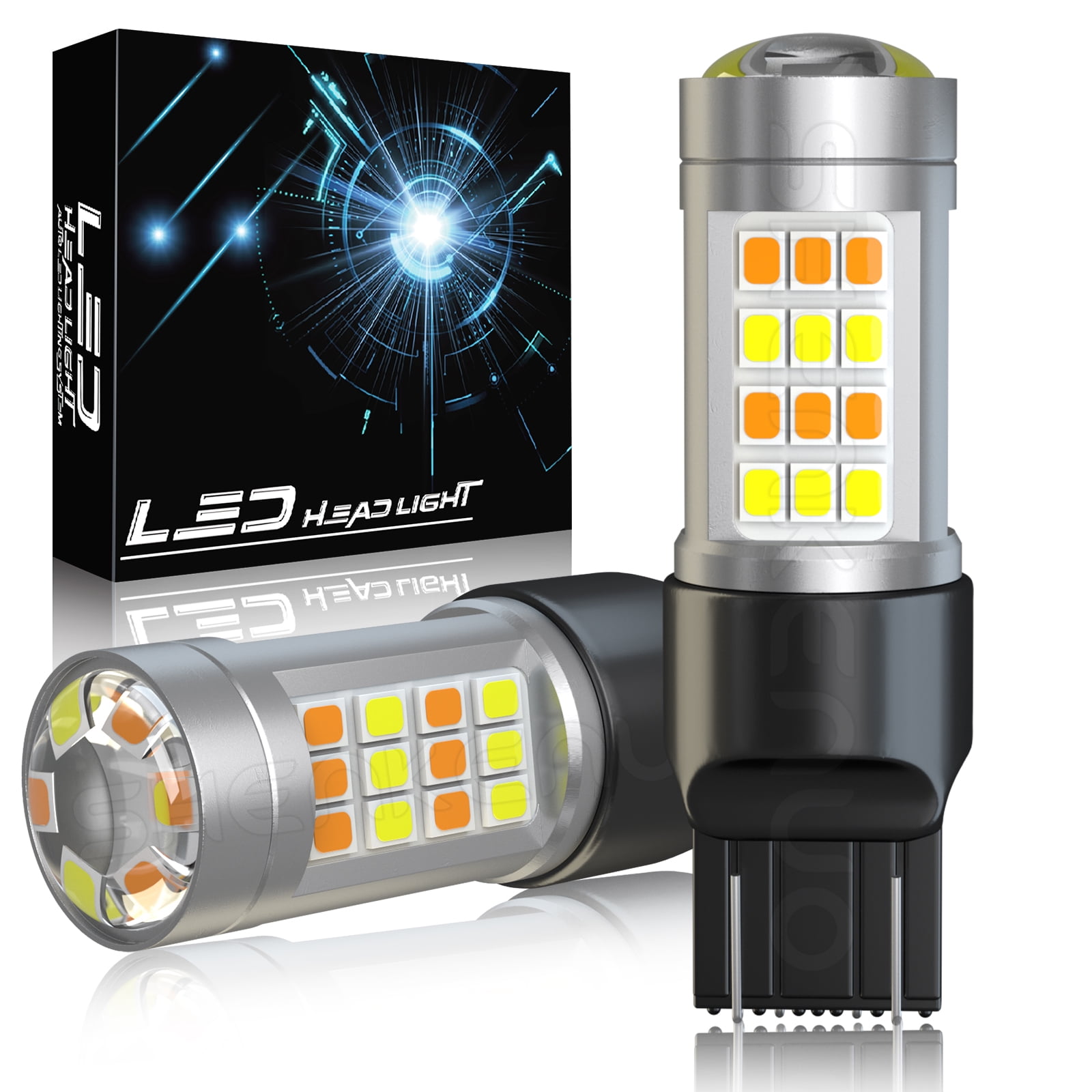 7443 Amber White LED Turn Signal DRL Light Bulb For 2018-2021 Jeep ...
