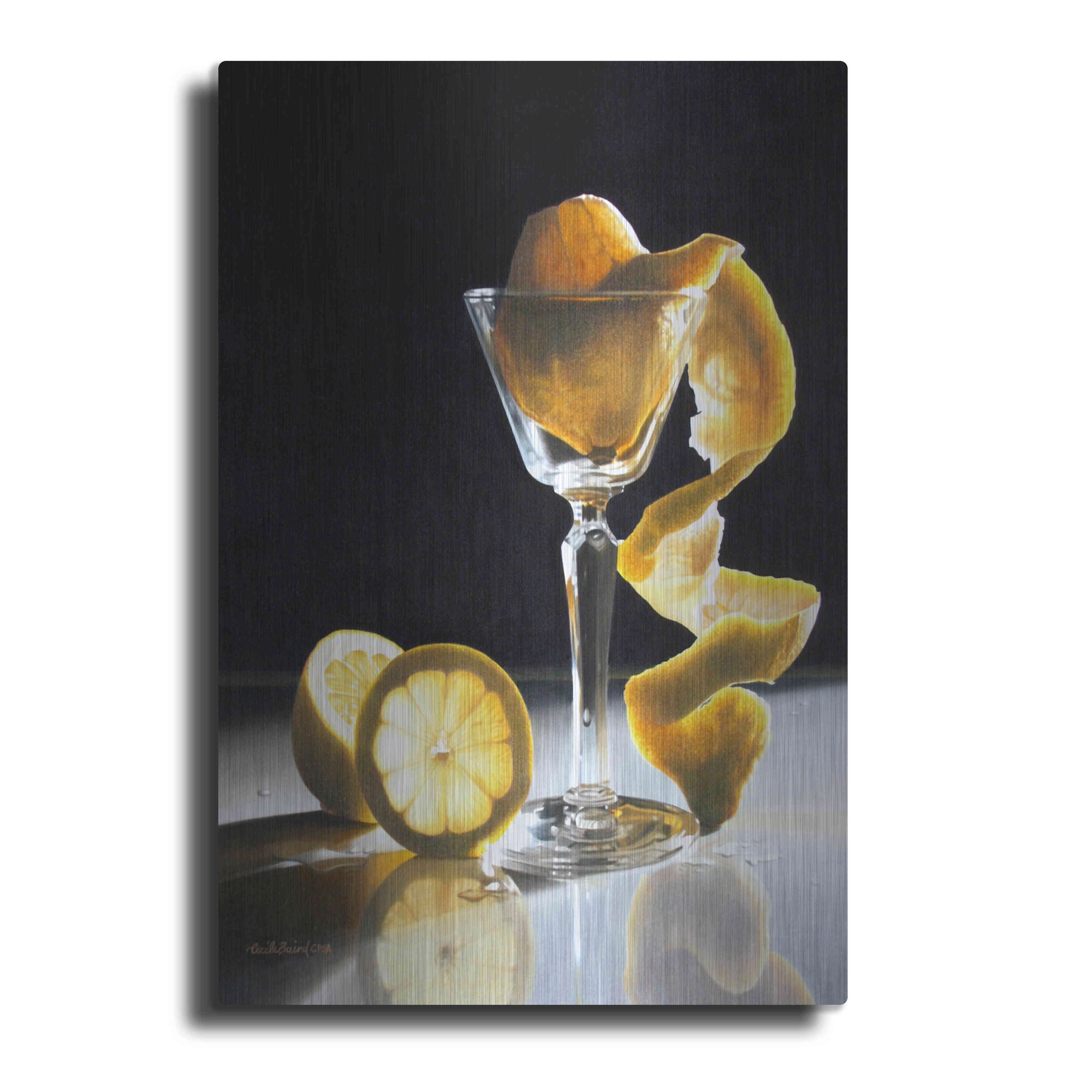 Luxe Metal Art 'Twisted Lemon' by Cecile Baird, Metal Wall Art, 24"x36 ...