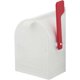 Architectural Mailboxes® White Georgetown Post Mount Mailbox with Red ...