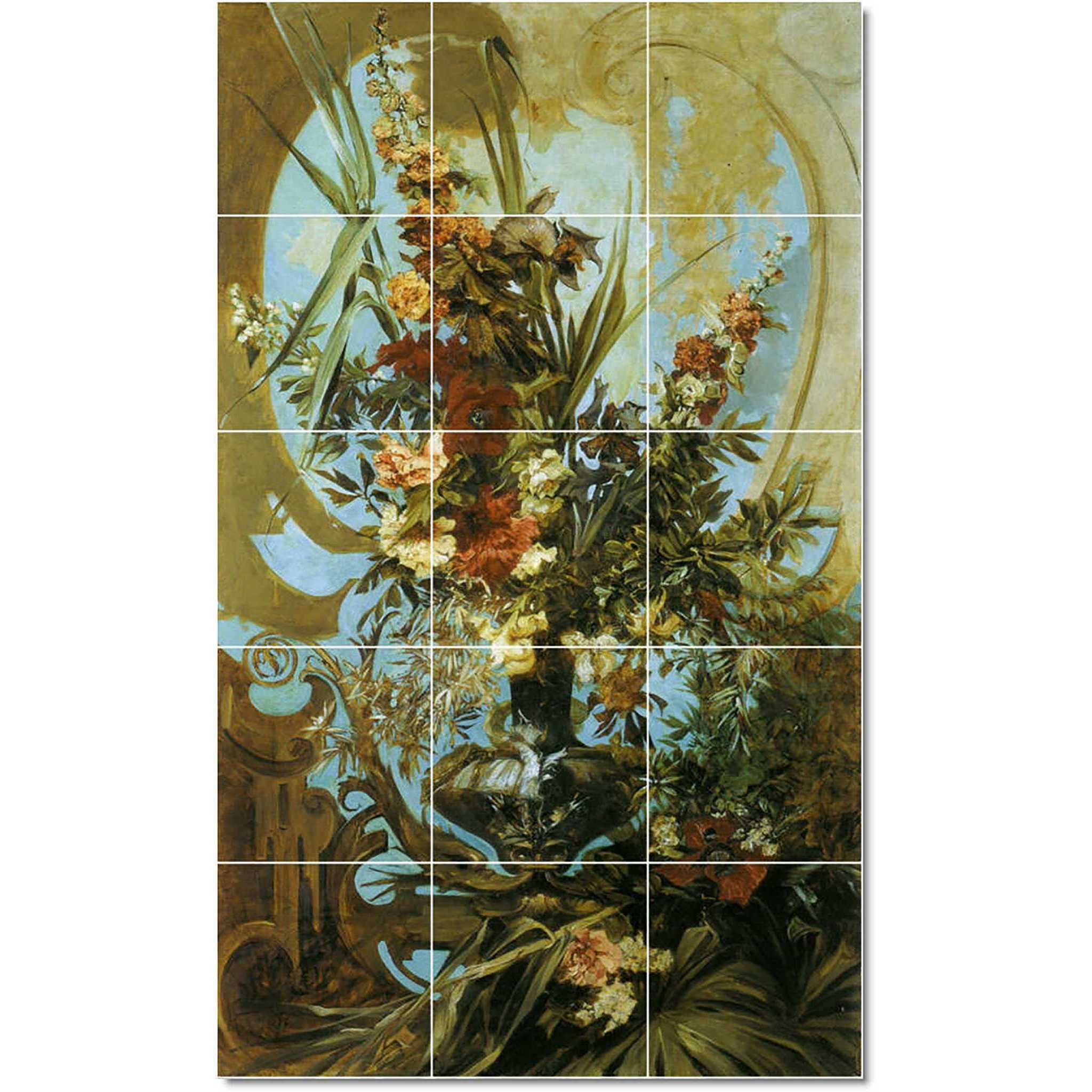 Ceramic Tile Mural-Hans Makart Flowers Tile Mural Residential ...