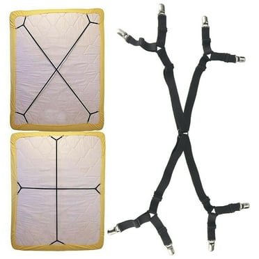 EVRI Adjustable Bed Sheet Straps with Metal Clamp Corners, 4 Pack ...