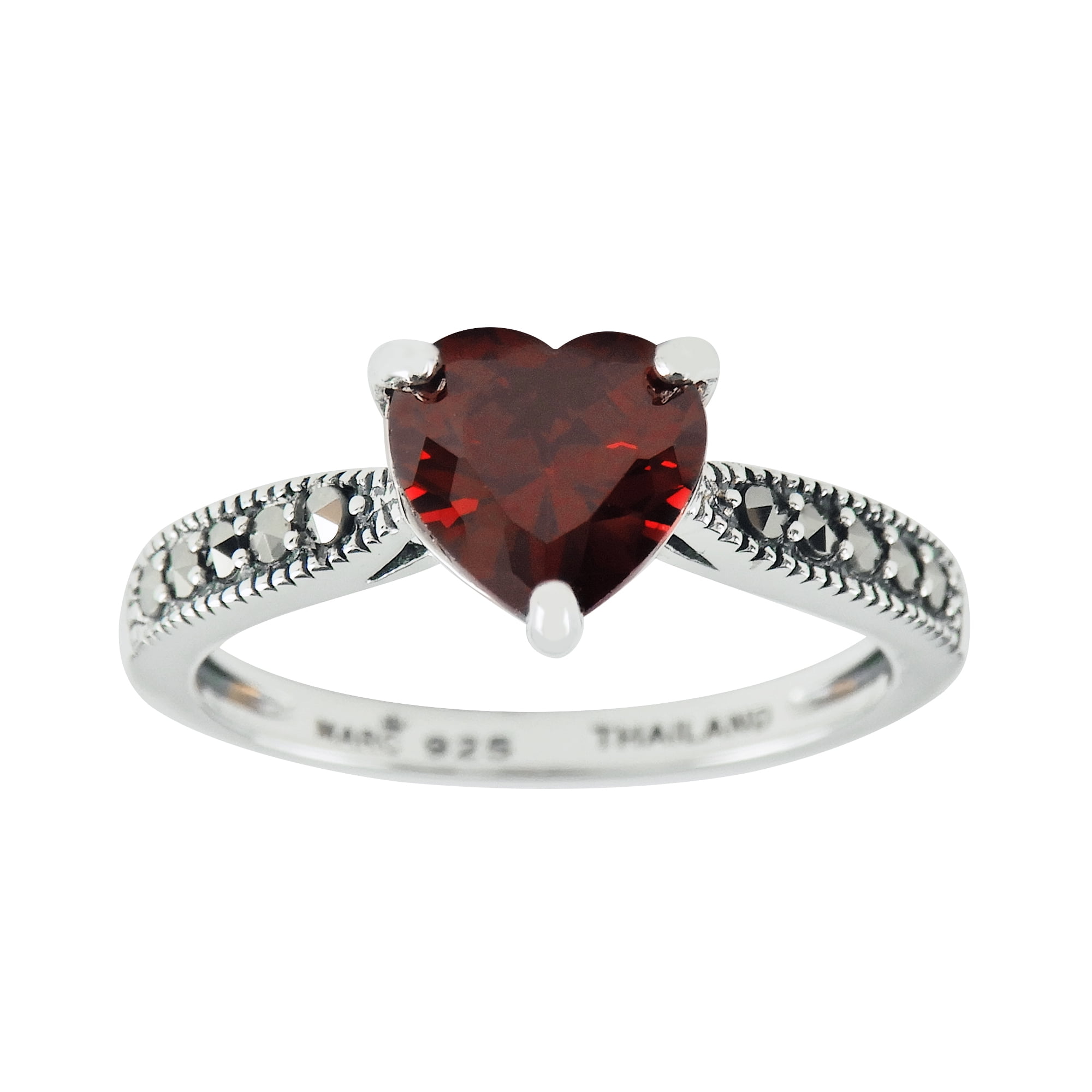 MARC Sterling Silver 2 ct Heart 7x7 mm Garnet Cubic Zirconia ...