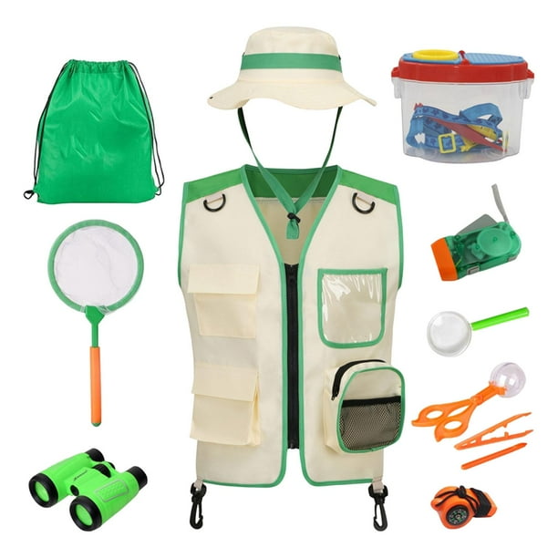 12 Pieces Children's Vest Cap Set Kids Flashlight Outdoor Adventure ...