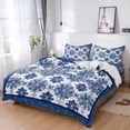 Bohemian Abstract Blue Floral Duvet Cover Set Queen Size, Boho Tribal ...