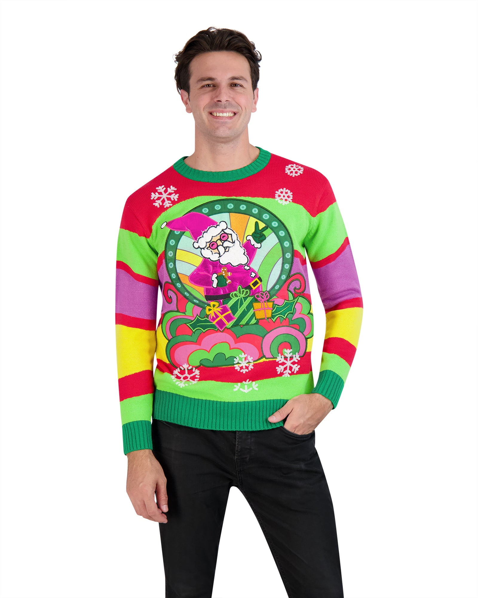 Holiday Hype Men's Festive Ugly Christmas Holiday Party Pull Over ...