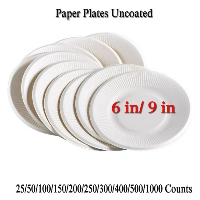 Paper Plates Uncoated, Disposable Dessert Plates 6" Paper Plate Bulk ...