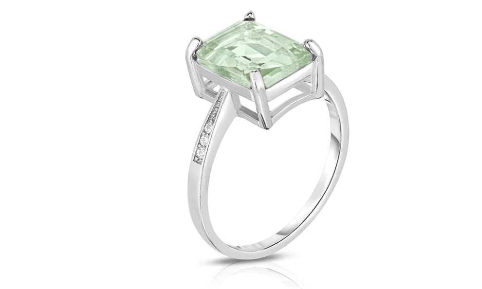 Women Wedding 925 Sterling Silver Prasiolite Elegant Ring for Prom Size ...