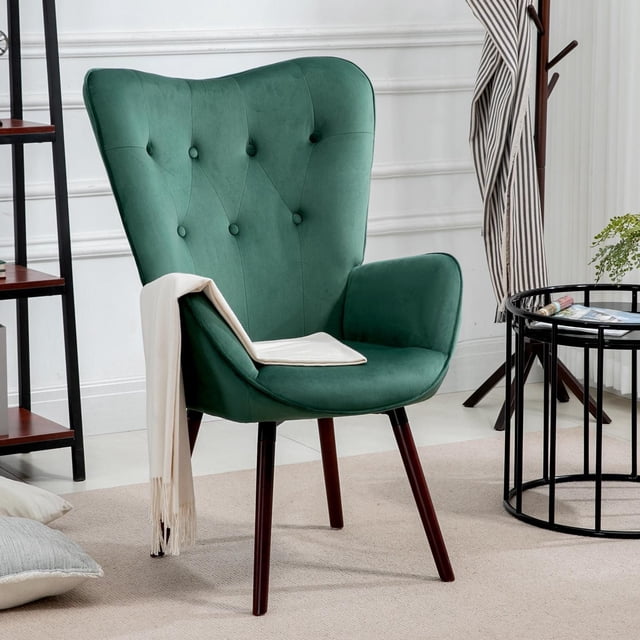 Homycasa Scandinavian Accent Chair Wingback Armchair Velvet Upholstered ...