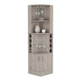 Newboti Furniture 71" H light gray corner bar cabinet, with two shelves ...