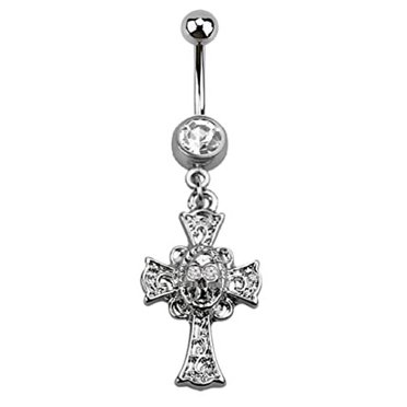Ayyufe Surgical Steel Cross Dangle Navel Button Bar Belly Ring Piercing ...
