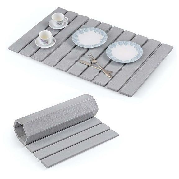 2-In-1 Stone Dish Drying Mat Set For Kitchen Counter. Collapsiable ...