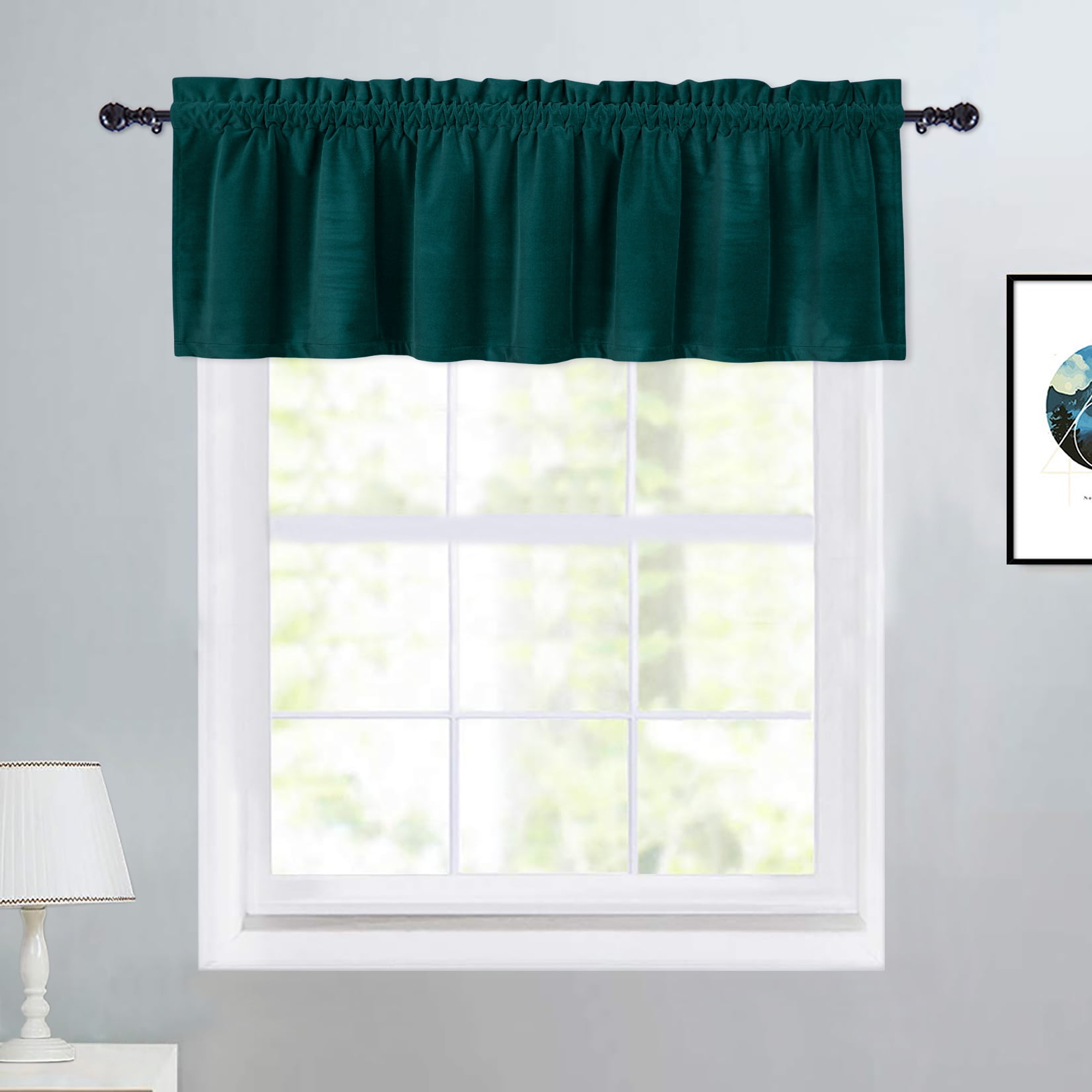 Haperlare 52"W x 15"L Kitchen Curtain Valance Room Darkening Velvet ...