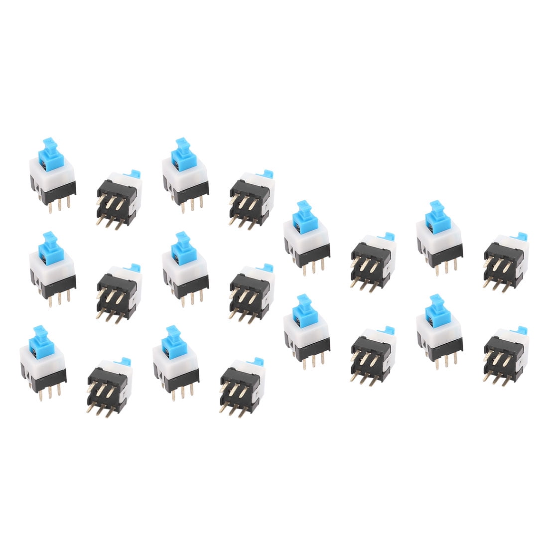 20Pcs 6 Pin Square 7mmx7mm Self-Locking DPDT Push Button Switch ...