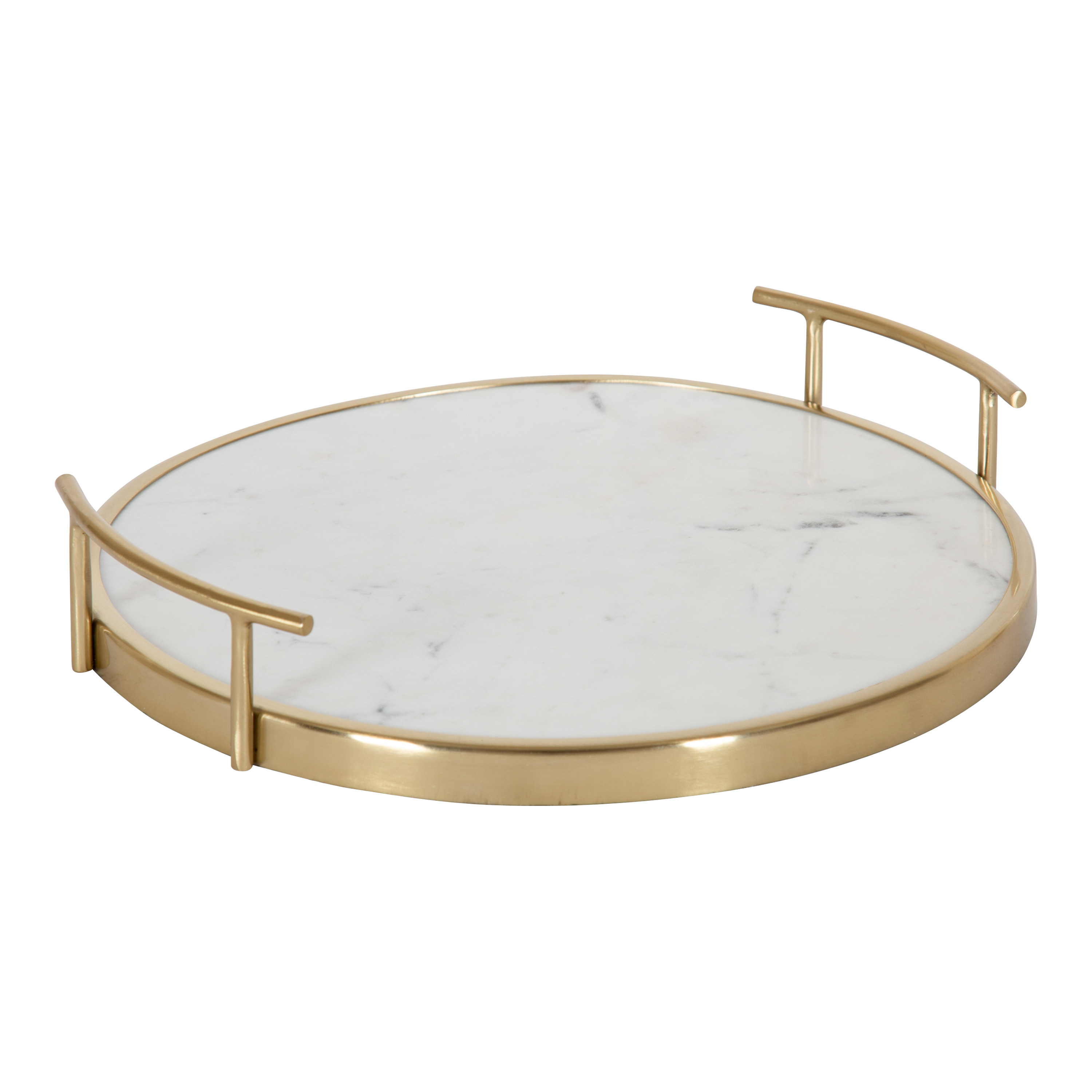 Kate And Laurel Lipton Modern Round Tray, 18" Diameter, Black And Gold ...