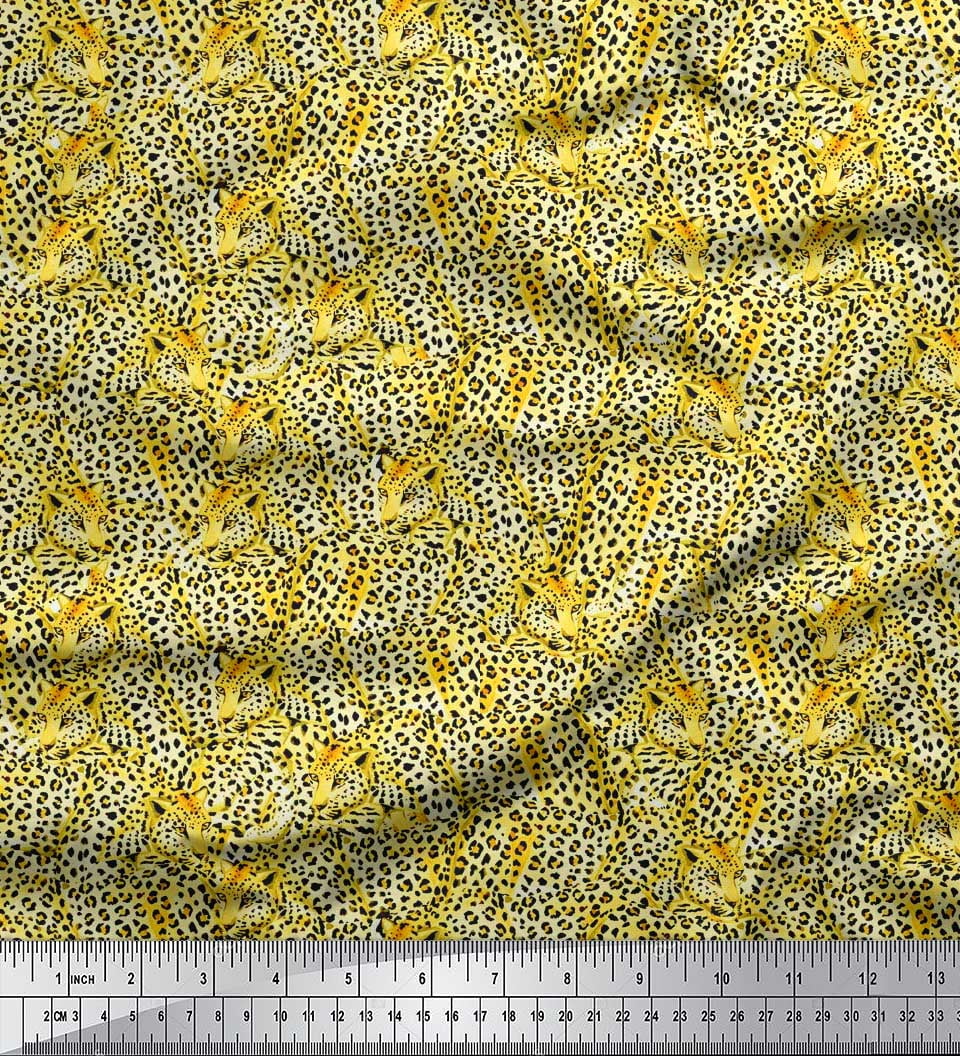Soimoi Cotton Poplin Fabric Leopard Animal Print Fabric by The Yard 42 ...