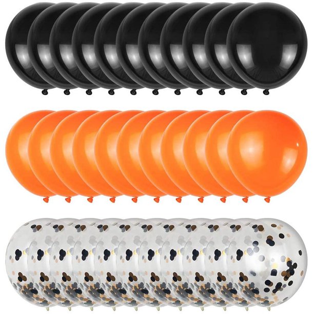 Halloween Balloons Black and Orange Balloons 12 Inch 50 Pack Black and ...