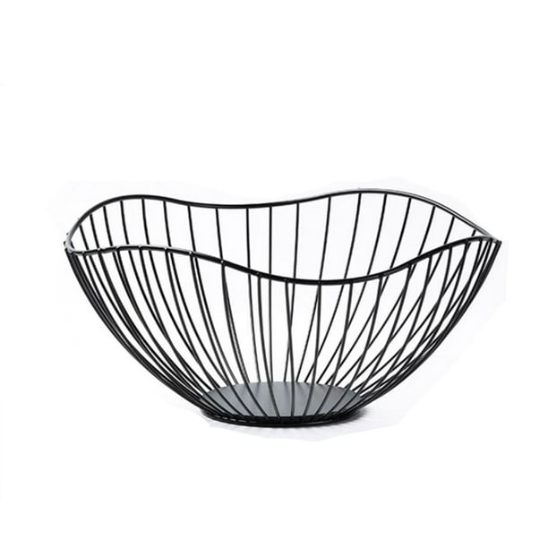 Wire Fruit Basket Black Fruit Bowl for Kitchen Counter Wave Fruit ...