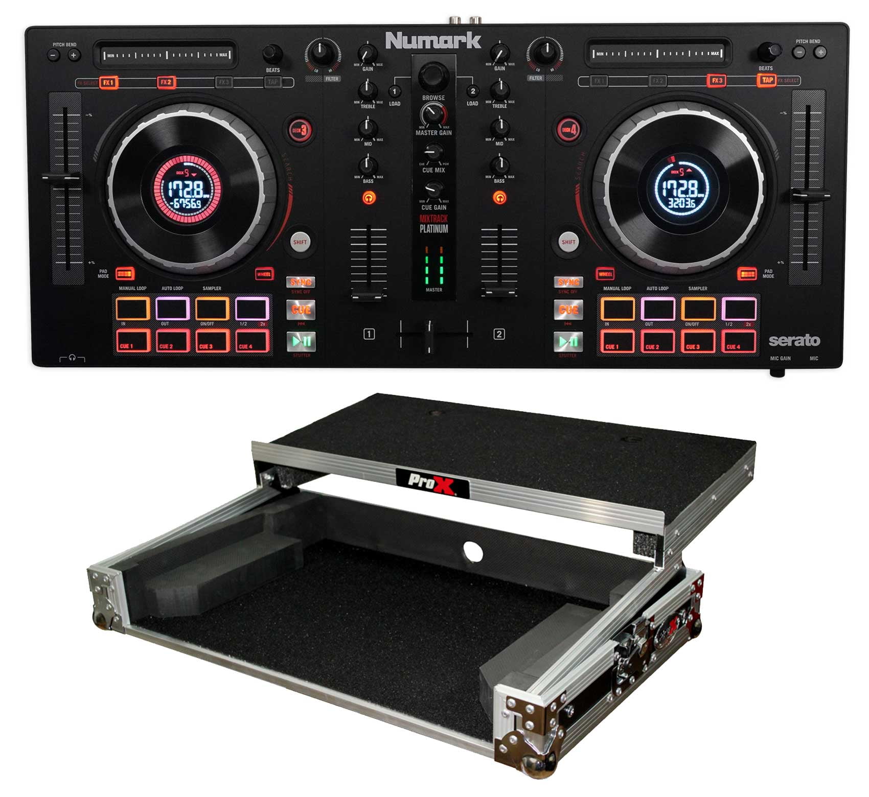 Numark Mixtrack Platinum 4-Ch. Serato DJ Controller+Travel Case w ...