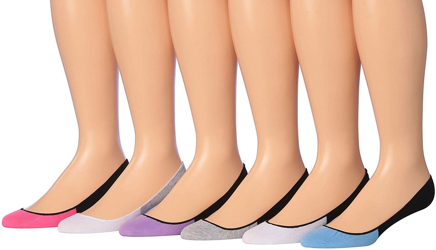 Tipi Toe Women's 6-Pairs Ultra Low Cut No Show Flats & Heels Shoe Foot ...