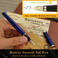 BEILUNER Blue Fountain Pen,Stunning Luxury Pen,24K Gilded Nib(Fine ...