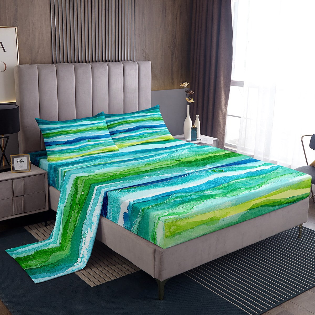 Click here for Erosebridal Modern Watercolor Sheet Set Queen  Tea... prices