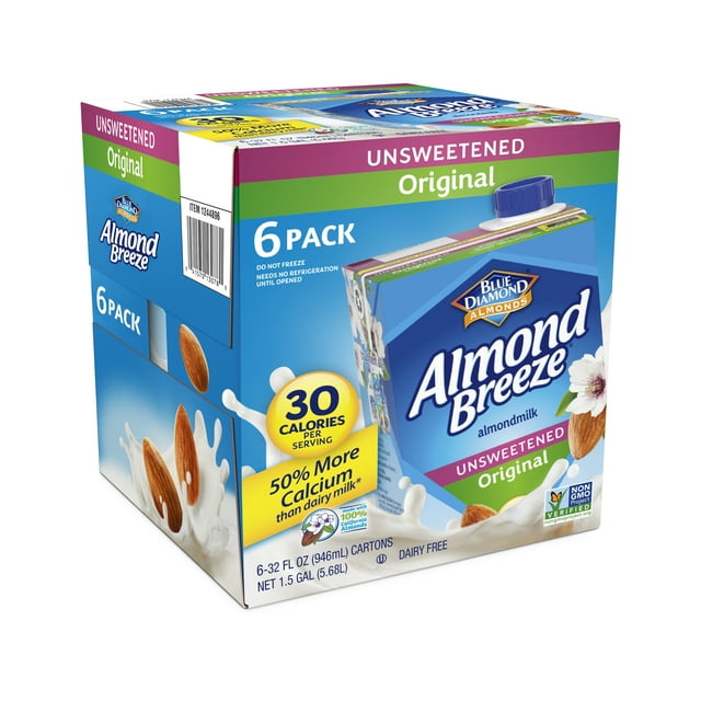 (6 pack) Almond Breeze Unsweetened Original Almond Milk, 32 fl oz - Walmart.com