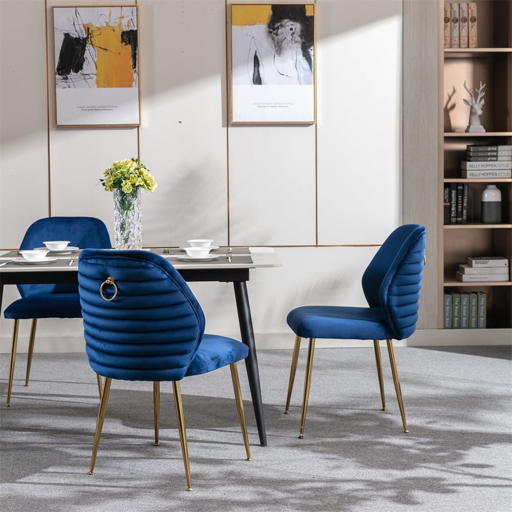 2 Piece Velvet Dining Chairs, Wingback Accent Chair with Ring Pull and ...