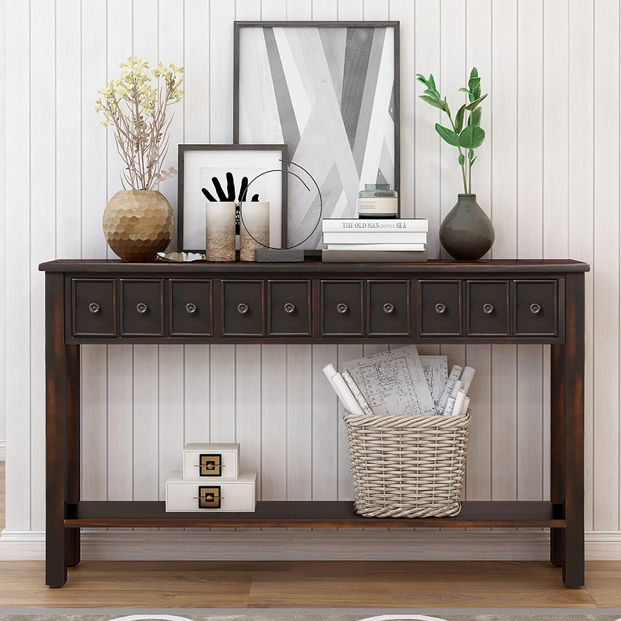 UWR-Nite 60" Long Console Table with two Different Size Drawers and ...